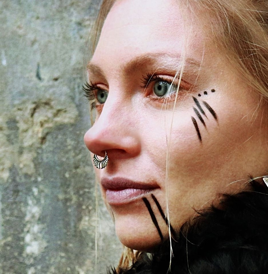 Feather Wings septum ring for pierced nose sterling silver | Tribalik