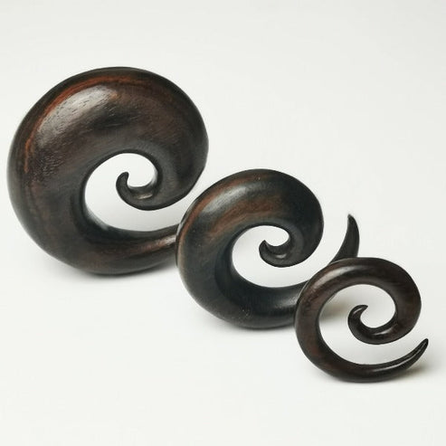 Wood Spiral Ear Expander Vegan Organic Stretched Jewellery | Tribalik